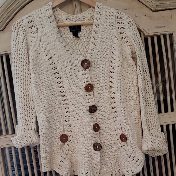 Pure Handknit | Sweaters | Pure Handknit Cream Colored Knitted Cardigan ...